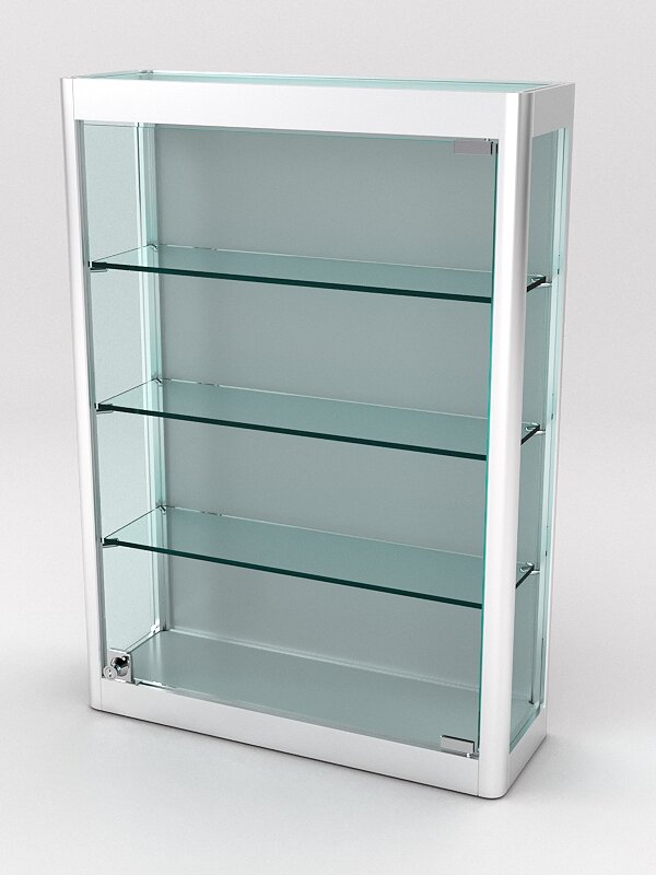 Витрина из профиля настенная "вайб ИКС" №2-3П-ДСП-170 (задняя стенка ДСП), Серый