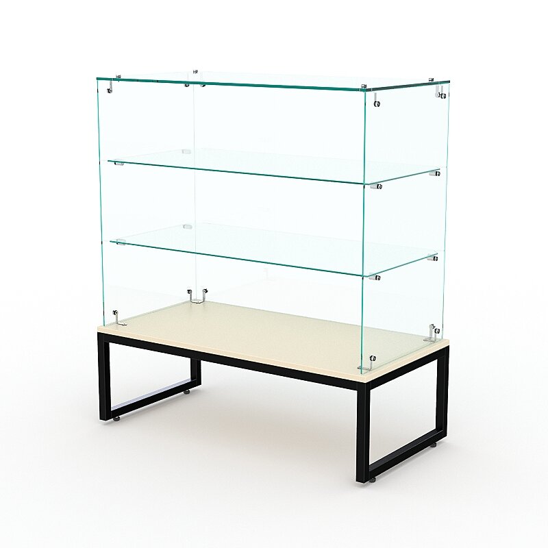 Торговый стеклянный прилавок "лофт стиль" №22 (без дверок), Крем Вайс