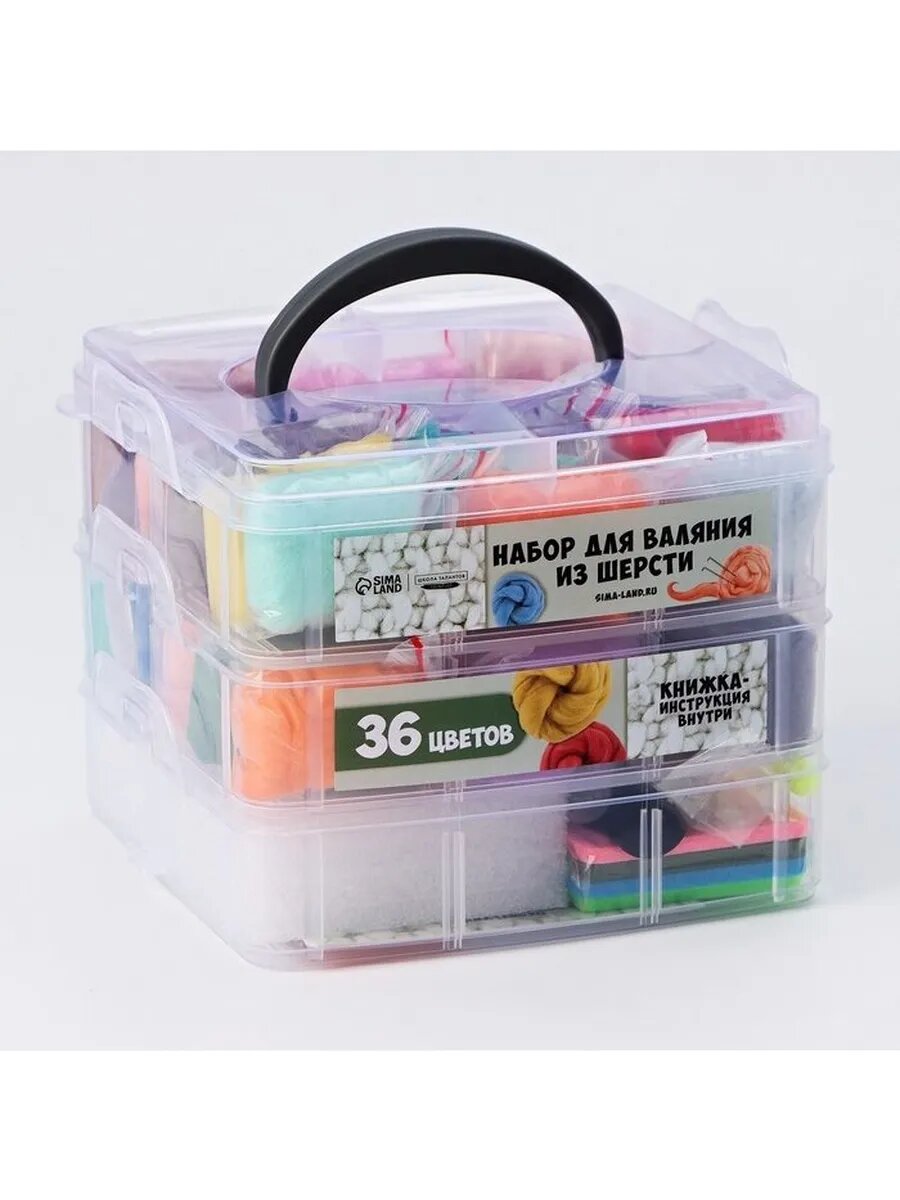 Набор для валяния из шерсти в контейнере, 36 цветов