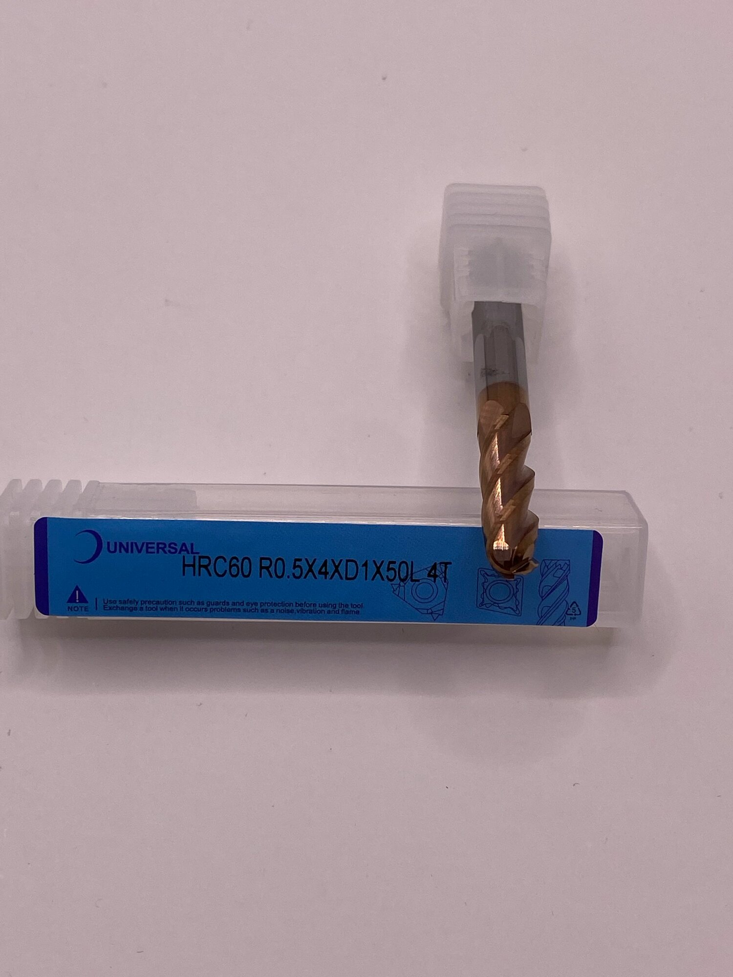 Фреза твёрдосплавная концевая радиусная HRC60 R0.5X4XD1X50L4T