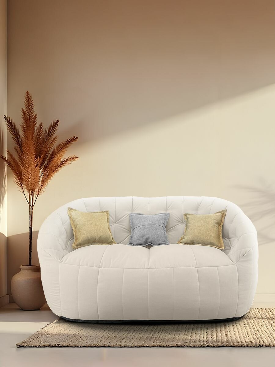 Бескаркасный диван Butterfly Twin Sofa - Infinity White (велюр, молочный)