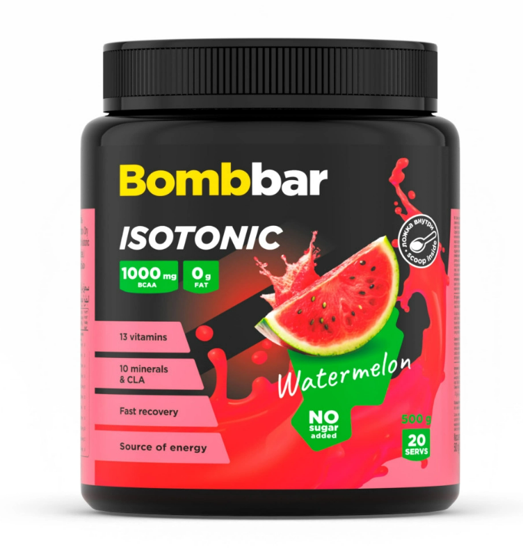 BOMBBAR Концентрат сухой для приготовления напитка. Коктейль изотонический со вкусом "арбуз", 500 грамм