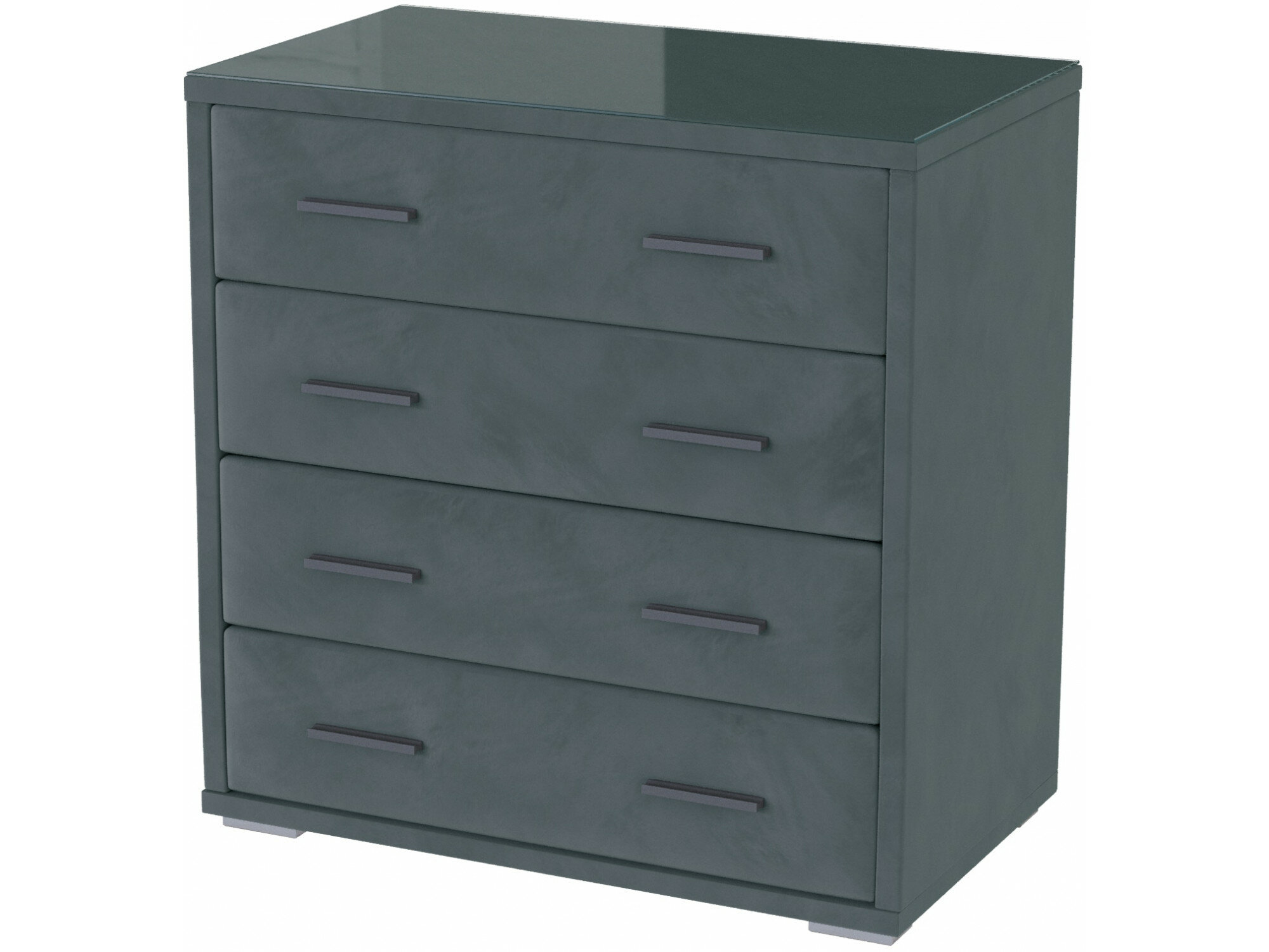 Интерьерный комод с мягкой обивкой, 80х46х82,5 , велюр серый