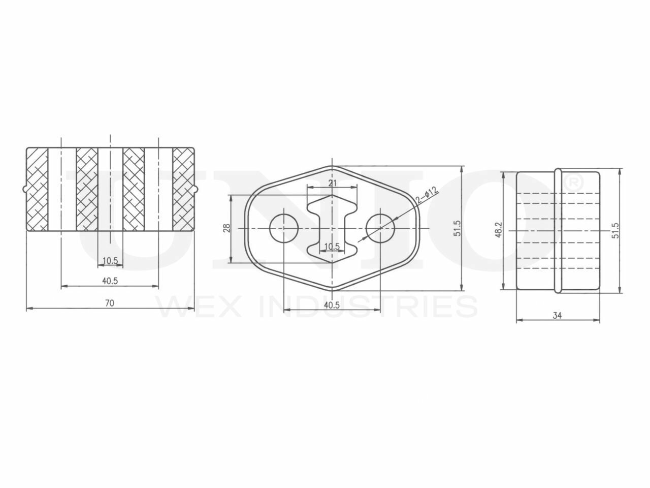 Крепление глушителя, для Фольксваген Поло III-V 94-, Гольф IV 99-, Шкода Октавия (1U2, 1U5) Volkswagen Polo Golf Skoda Octavia 99-, артикул RMP-12005 производителя UNIO