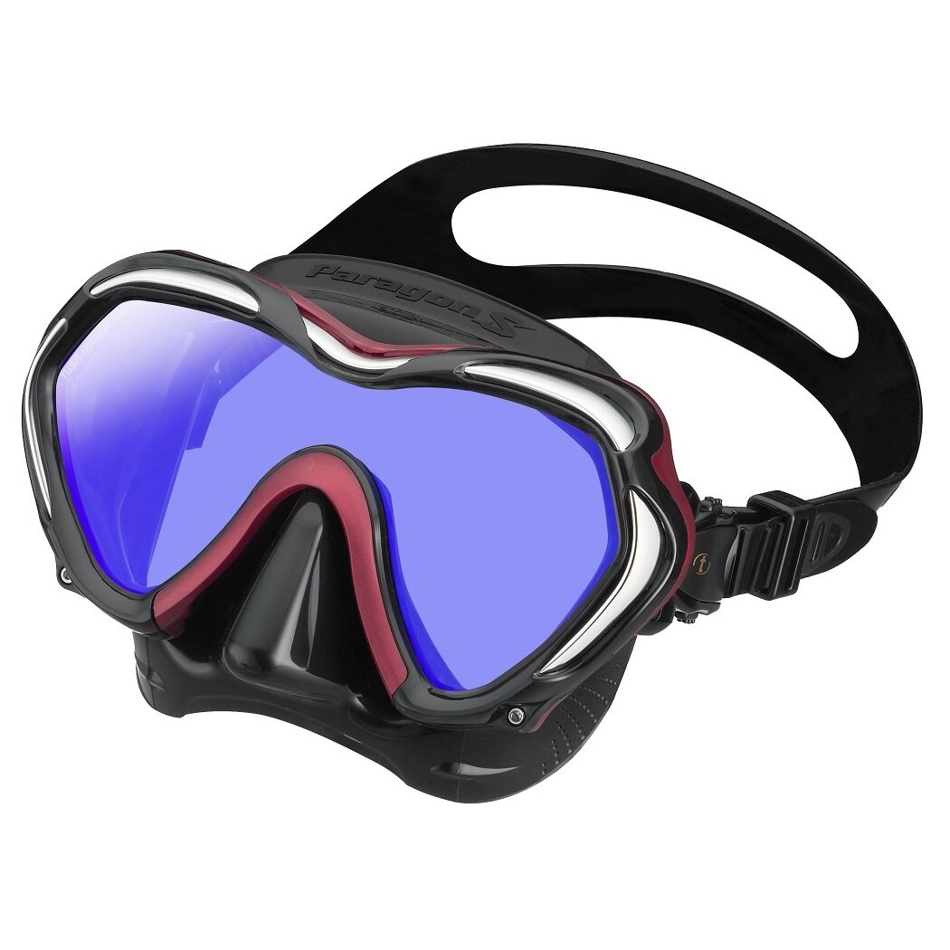 Маска для дайвинга TUSA M1007 Paragon S с антибликовым и UV покрытием, черно-бордовая