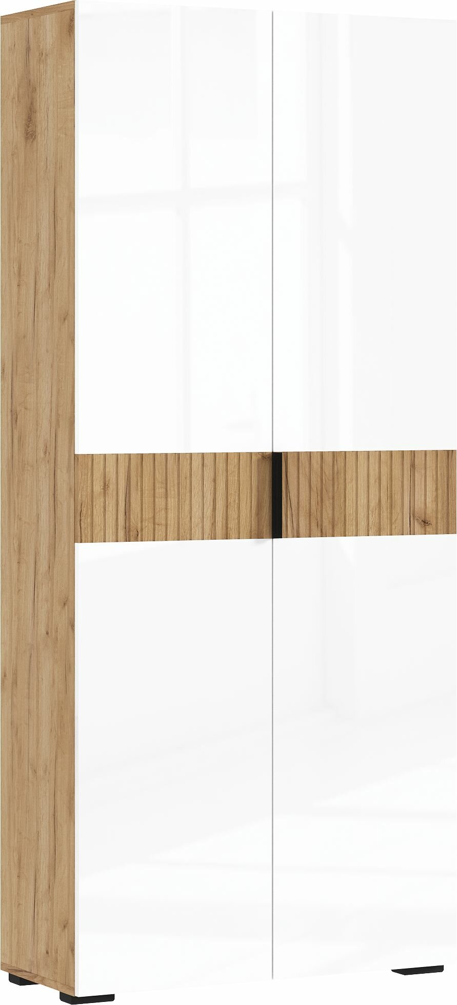 Шкаф Роджина 2-ств. 800х1826х350 (Белый глянец/Дуб Крафт) МИФ