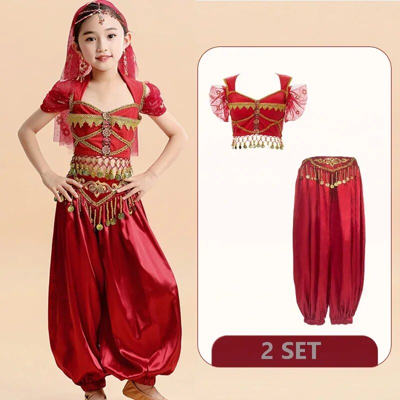 Детский танцевальный костюм для belly dance lovskaya XL, 2 set red C