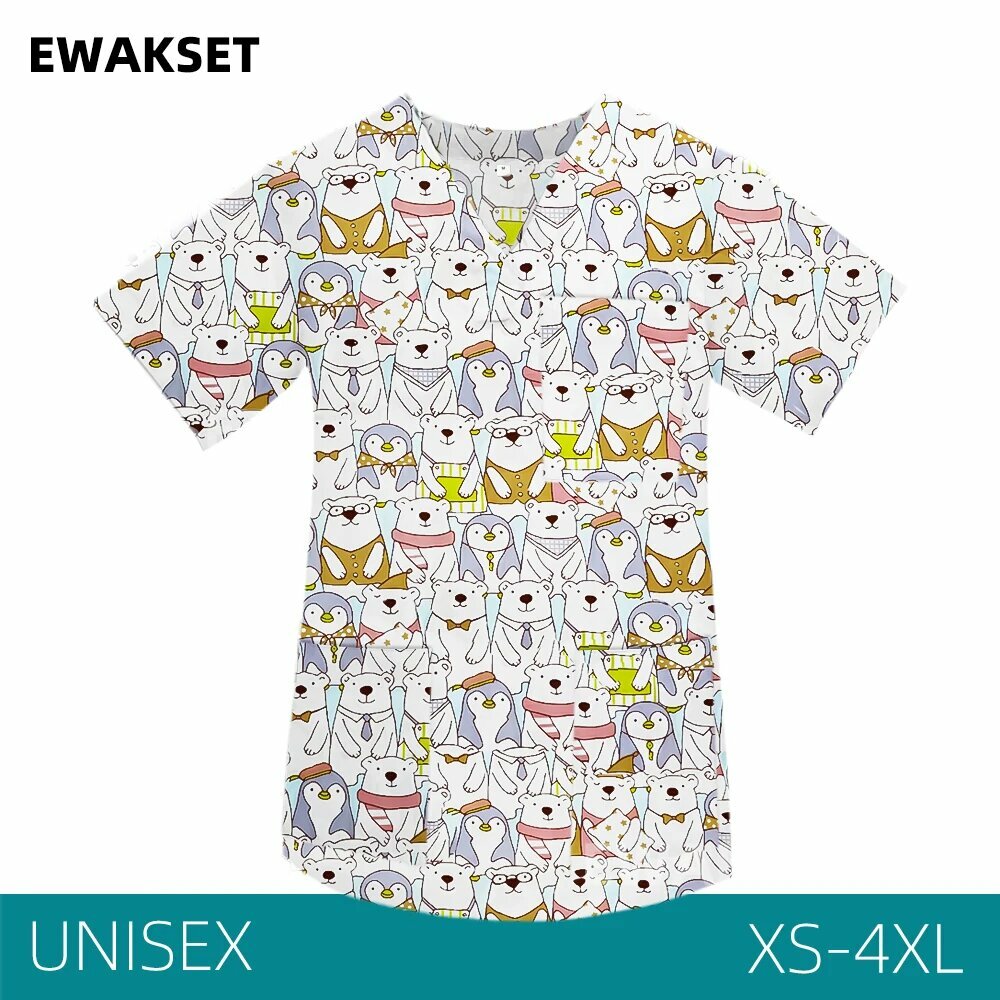 EWAKSET Женские медицинские халаты с принтом животных XXL, top