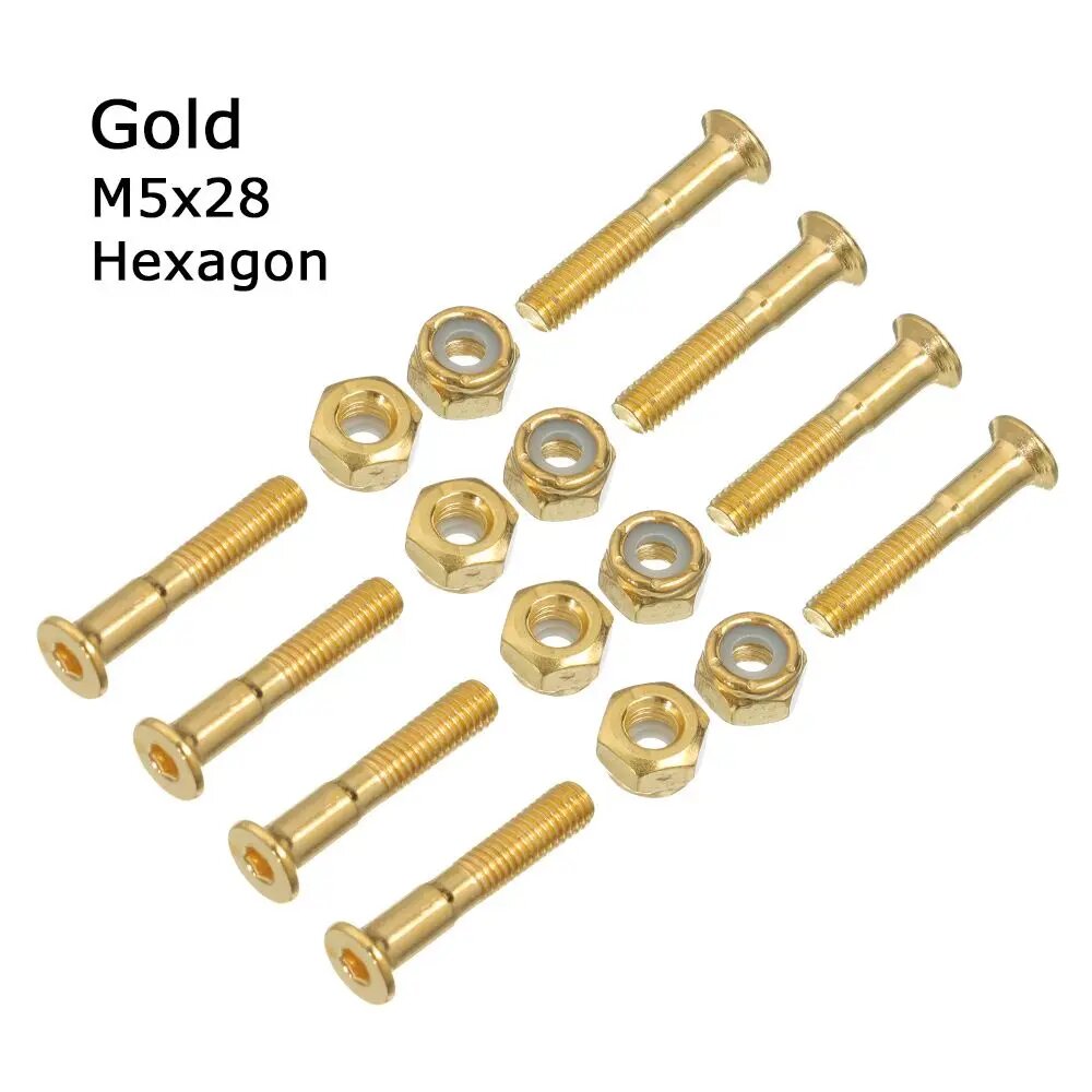 Аксессуары M5 для скейтборда и лонгборда 8 комплектов Gold-M5x28-Hexagon