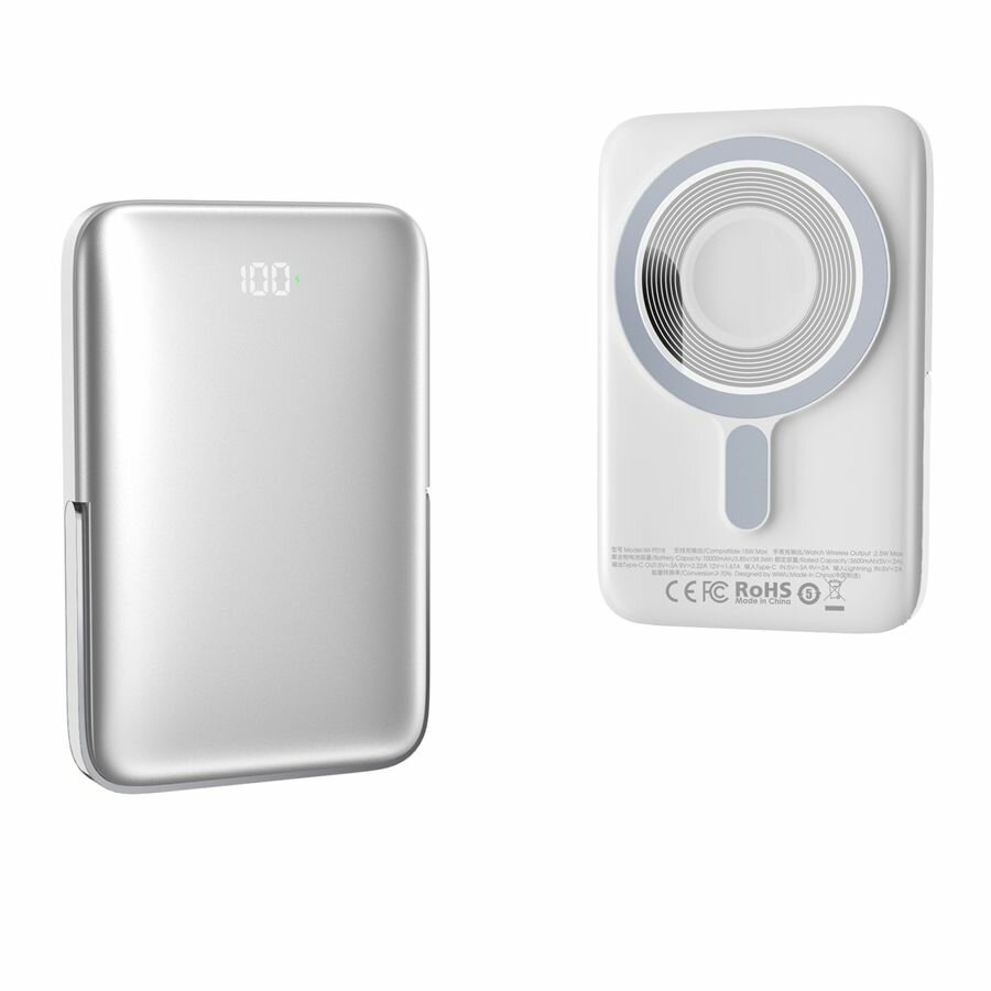 Внешний аккумулятор с беспроводной зарядкой WiWU Wi-P018 на 10000мАч с подставкой