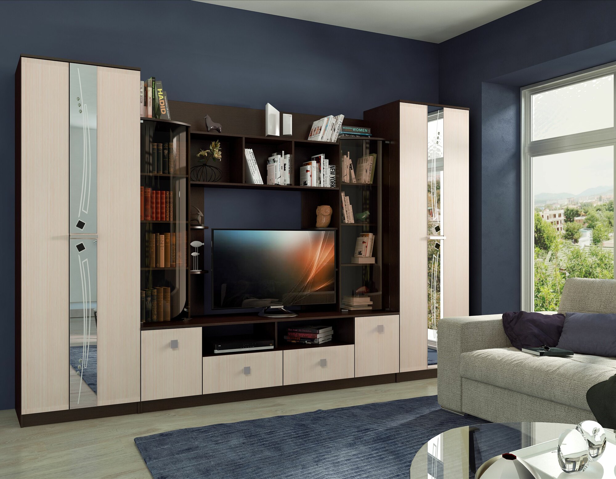 Гостиная Венеция (Дуб беленый, венге) (Миф)