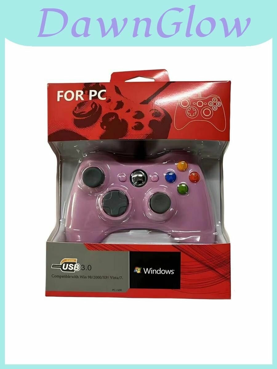Геймпад xbox360 controller для pc tv box, с функцией вибрации, для steam и android tv, розовый