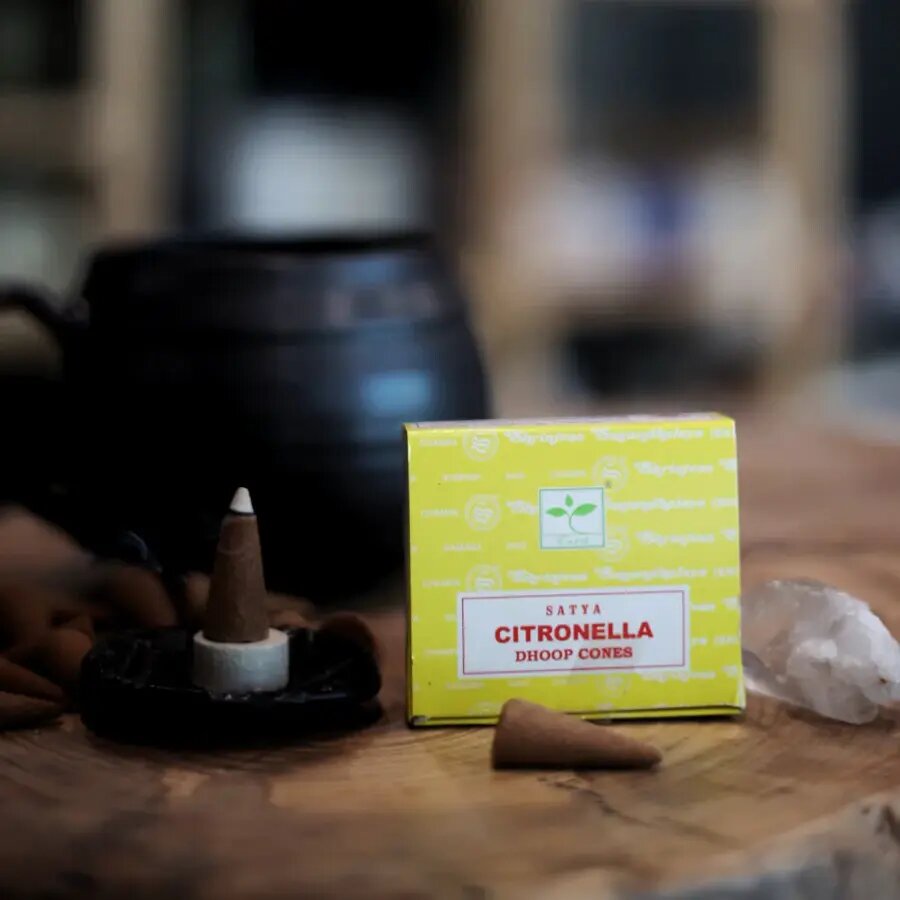 Dhoop Cones CITRONELLA, Satya (Конусные благовония цитронелла, Сатья), уп. 12 конусов