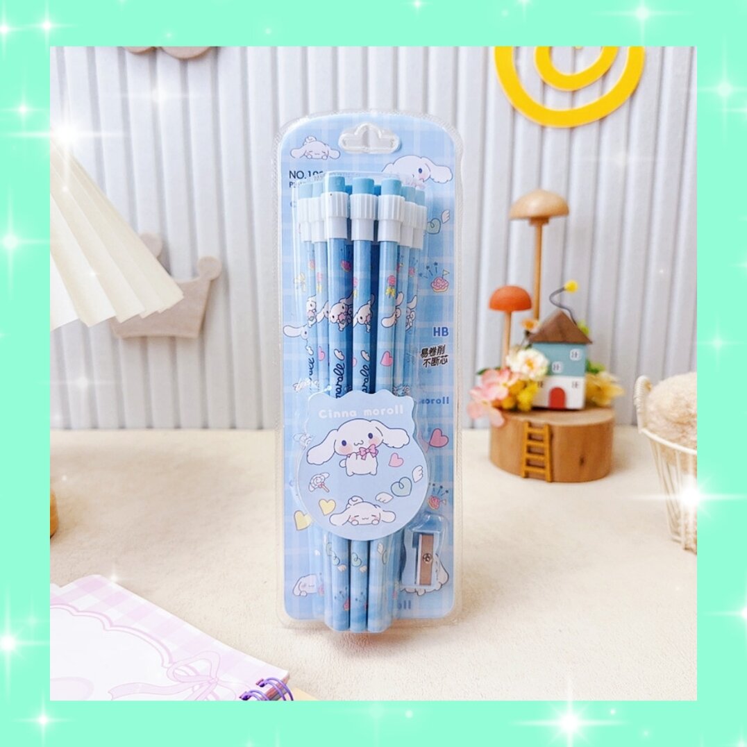 Набор простых карандашей "Cinnamoroll", с ластиками, точилка, 12 штук