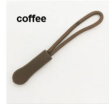 Пуллер для молнии (застежка, держатель, язычок для бегунка молнии) съемный, ткань+пластик, кофейный, 5шт.