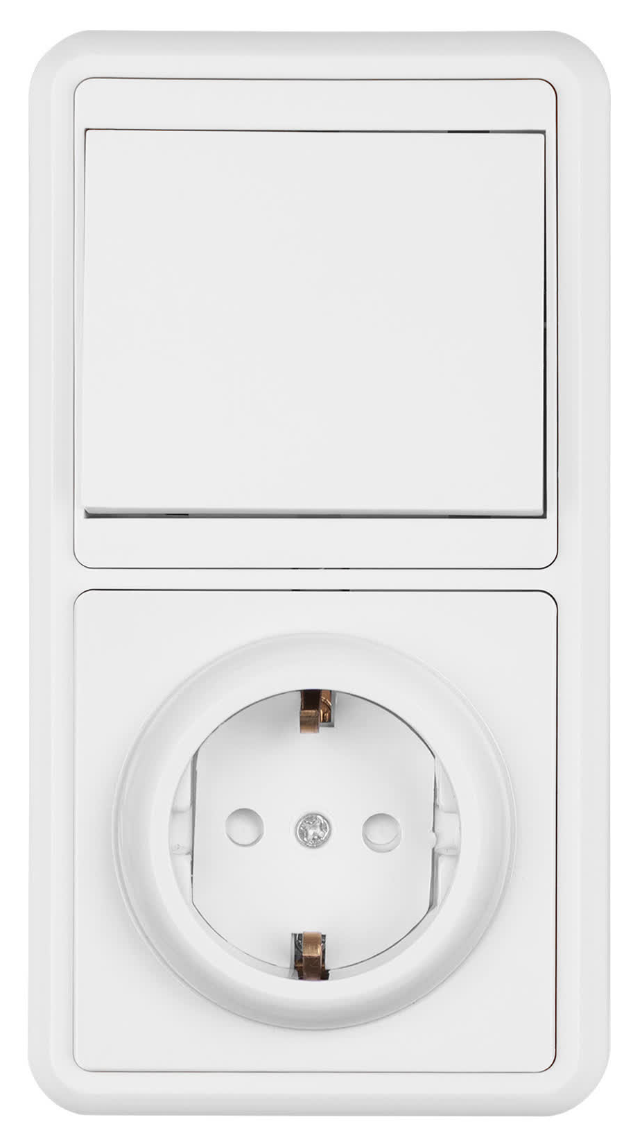 Блок TDM Electric / ТДМ Электрик бквр розетка 2П+З с защитными шторками и выключатель одноклавишный, из пластика белый, 250В 16А, размером 152×82×26мм / электрика