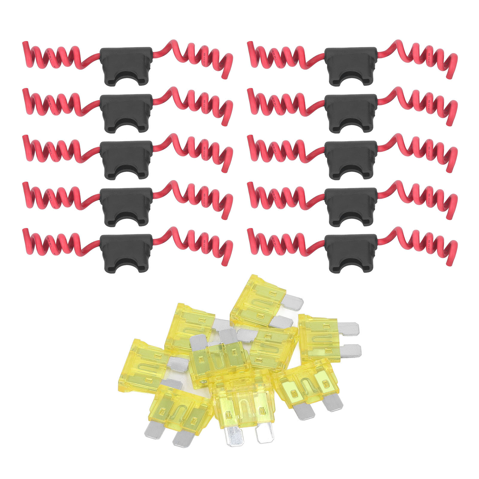 10 комплектов автомобильных предохранителей и держателей. Встроенные автомобильные предохранители из бескислородной меди с проводкой 14AWG, предохранитель 20A.