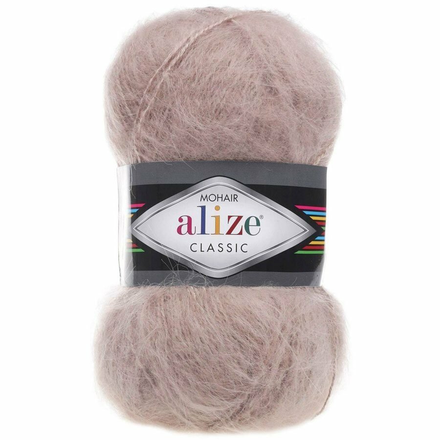 Пряжа Alize MOHAIR CLASSIC 406 розово-бежевый (5 мотков)