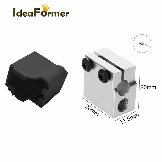 Нагревательный блок Volcano Hotend V5 V6 Block and Black Sock