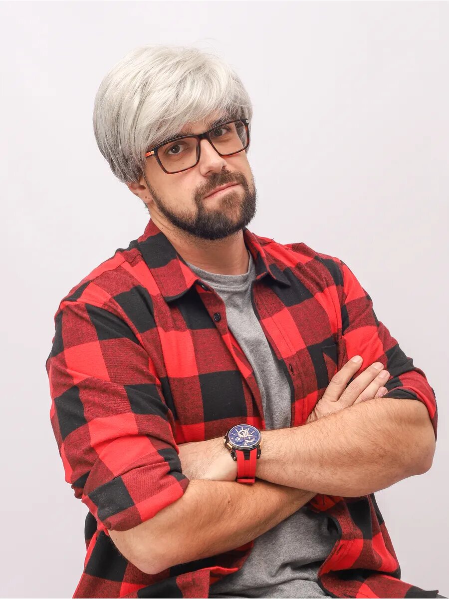 Парик короткая стрижка седой