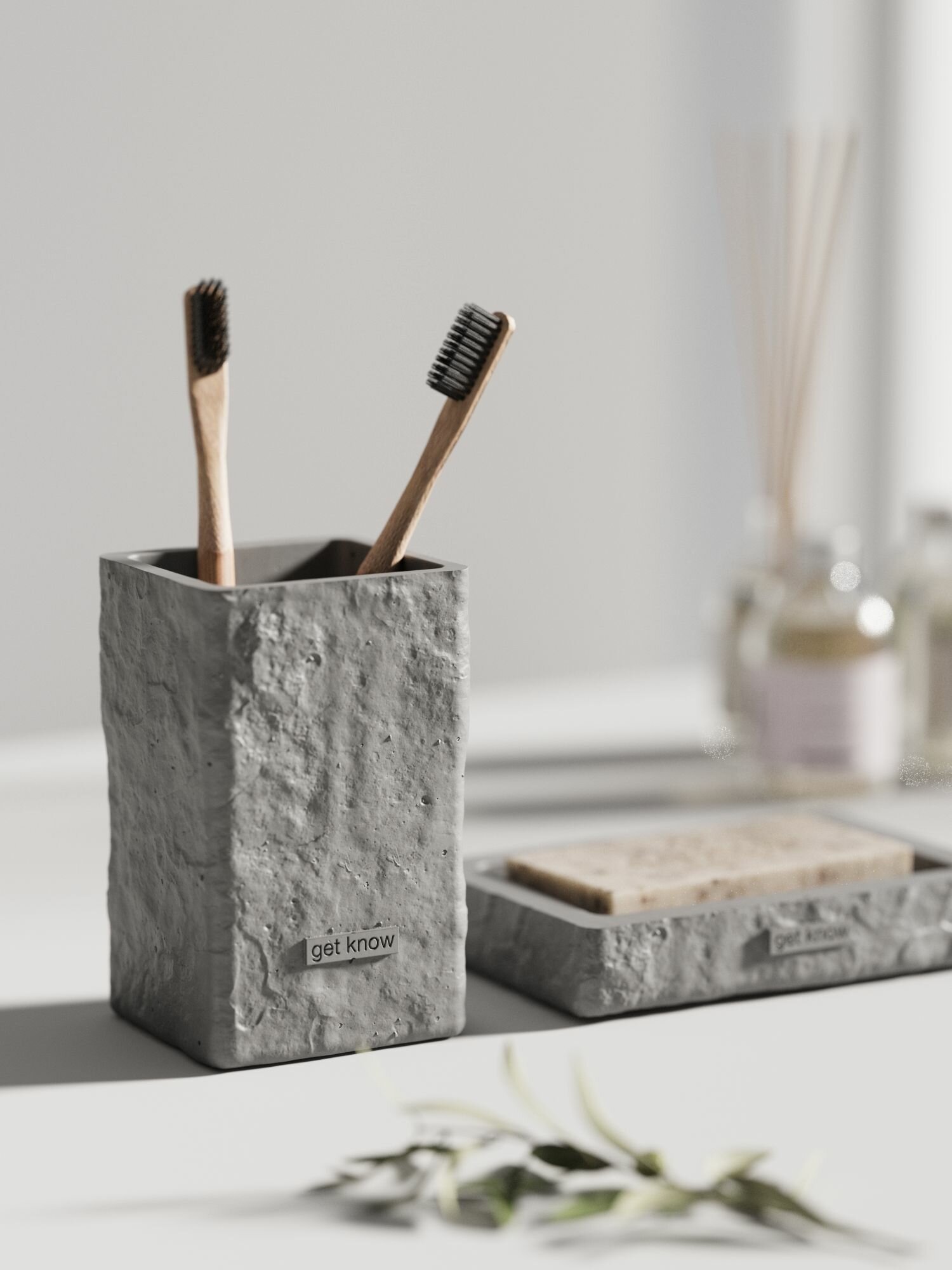 Набор для аксессуаров ванной комнаты из бетона Стоун-3 серый