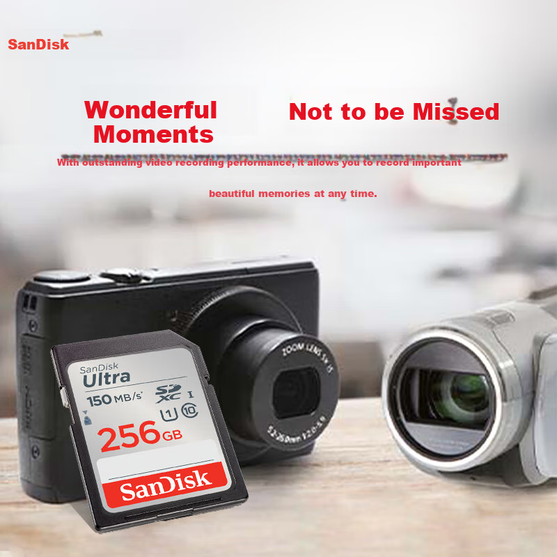 SanDisk 256GB SD Memory Card U1 C10 Extreme High Speed Storage Card 150MB/s Read Speed Full HD Video Digital Camera Ideal Companion