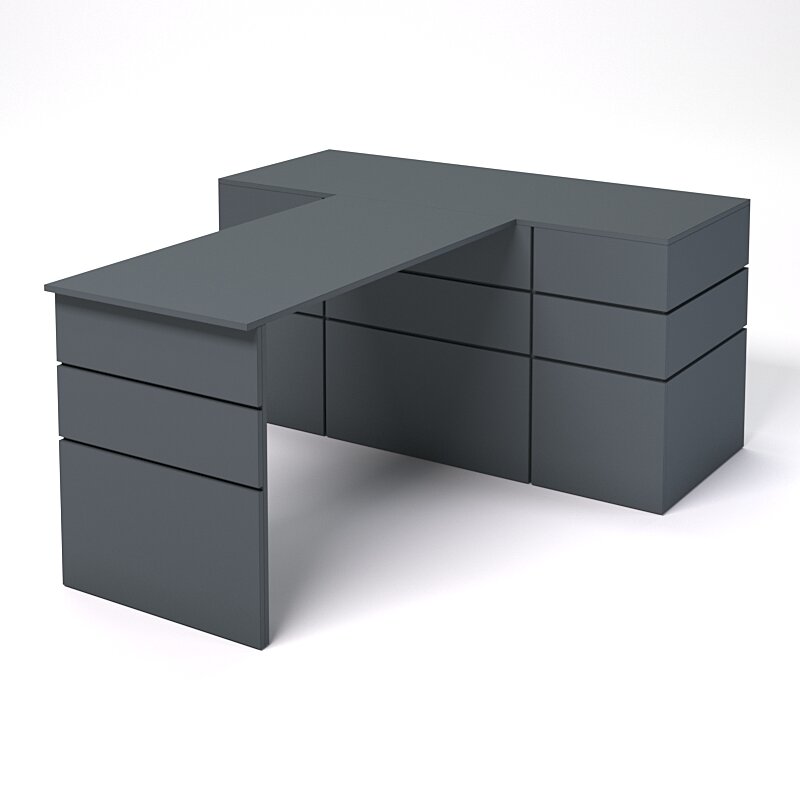 Стол руководителя №5 с приставкой брифингом, Темно-Серый. Производитель товара - компания Westcom.