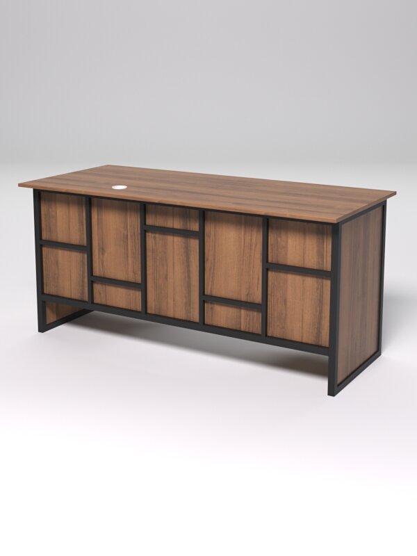 Стол двухтумбовый офисный С-07 "стронг" в стиле лофт декор №3, Орех