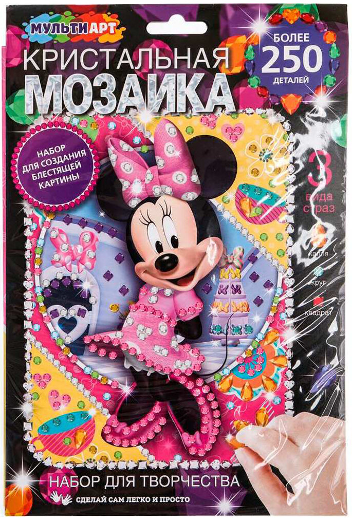 Кристальная мозаика "Милая мышка", набор для детского творчества, создание аппликаций, развивающая игра для детей, 17 х 23, более 250 деталей