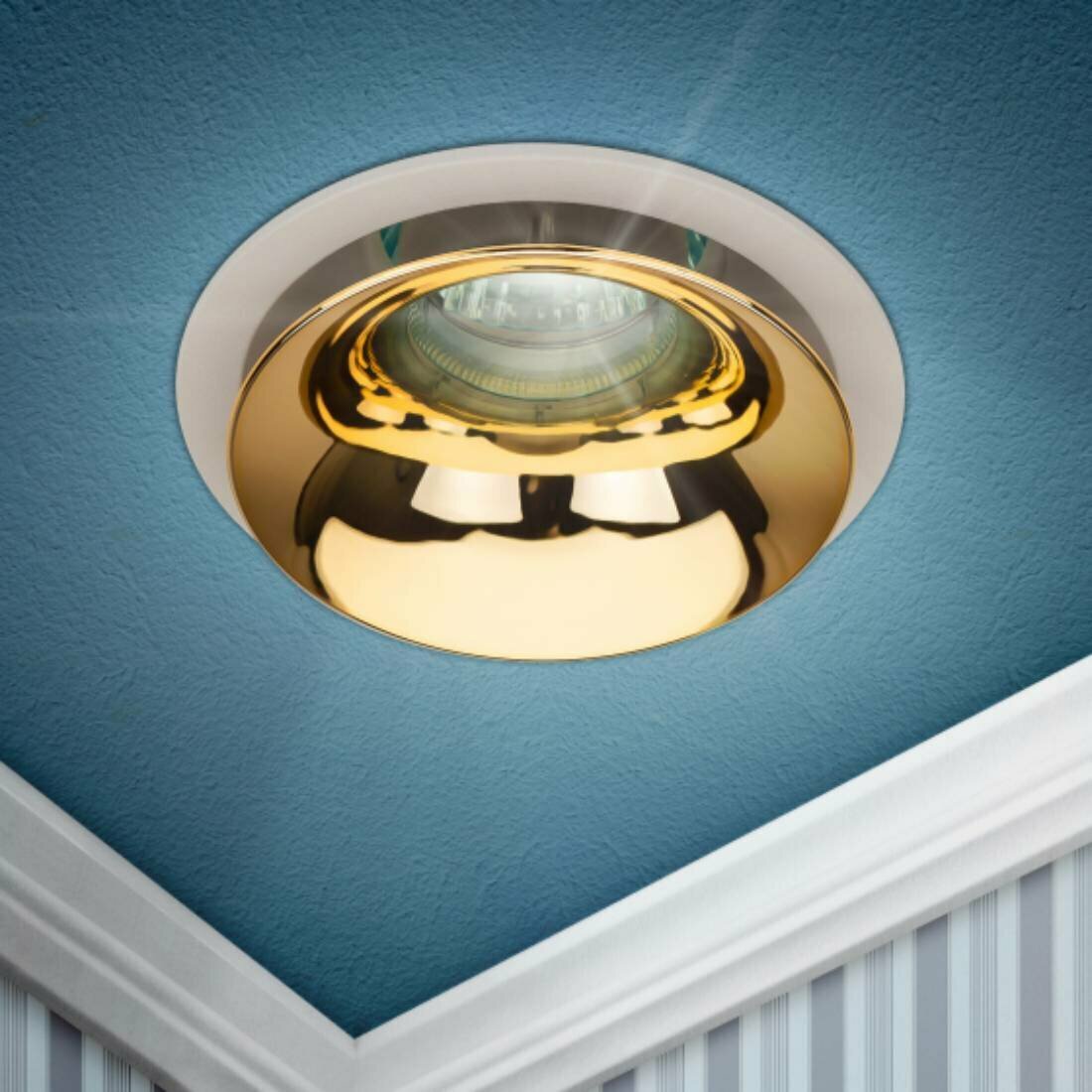 Светильник встраиваемый декоративный ЭРА KL103 WH/GD MR16 GU5.3 белый золото Б0056351