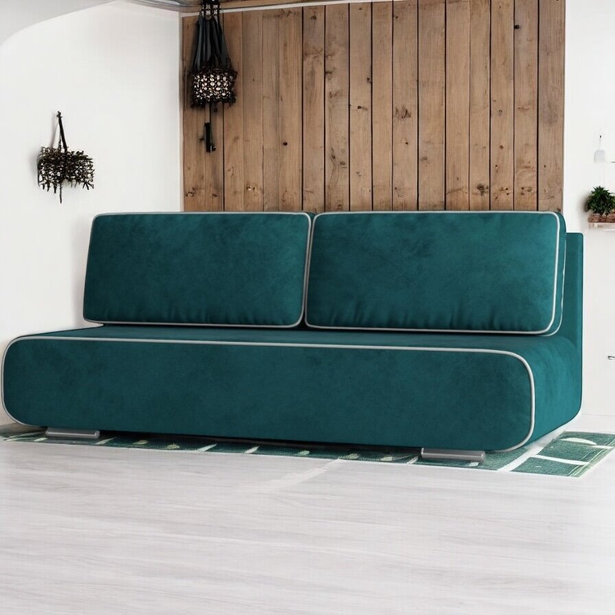 Диван "Смайл", прямой, еврокнижка, антивандальный велюр, изумрудный, независимый пружинный блок, для дом/офиса