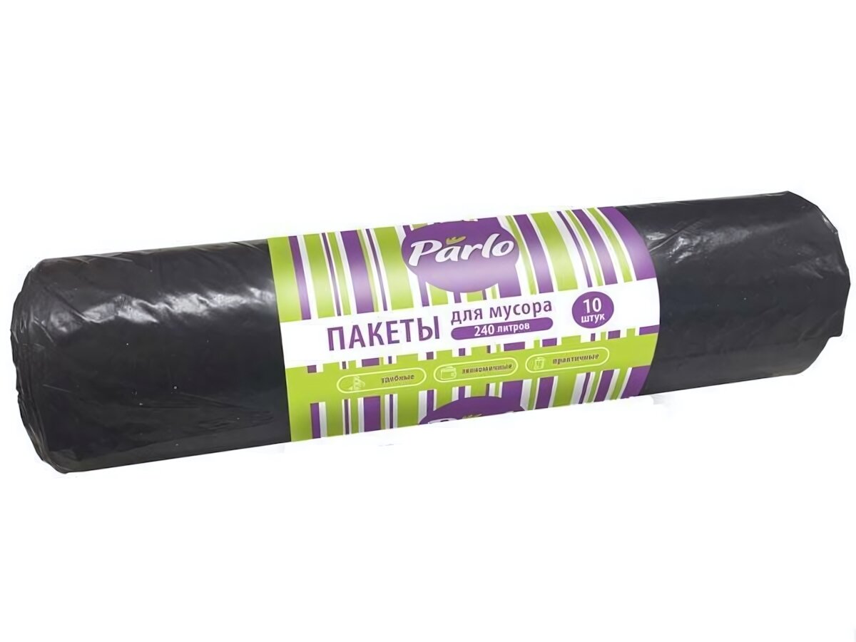 Мешки для мусора 240л, 10шт, 23мкм, черные, прочные и удобные