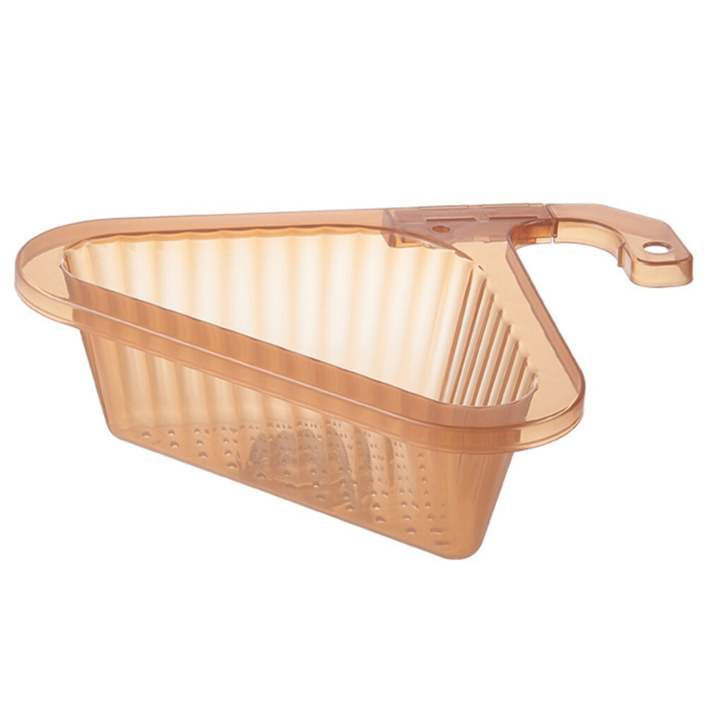 Sink Strainer Basket Triangular Corner Kitchen Punch Free with Retractable Handle for Bathroom