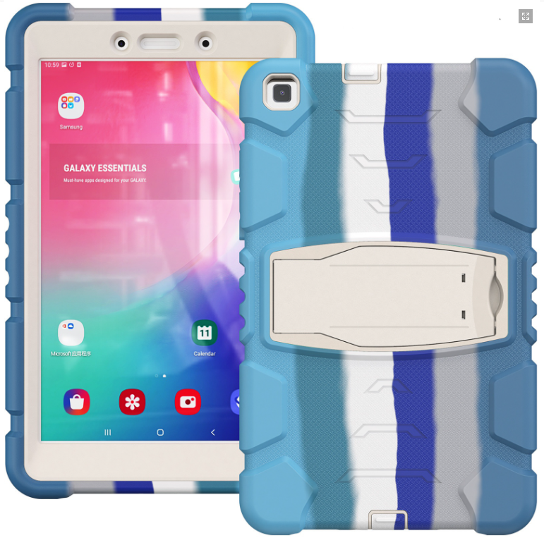 Противоударный усиленный ударопрочный чехол-бампер-пенал MyPads «Heavy» для Samsung Galaxy Tab A (8,0") (T290/T295) радужный синий MyPads