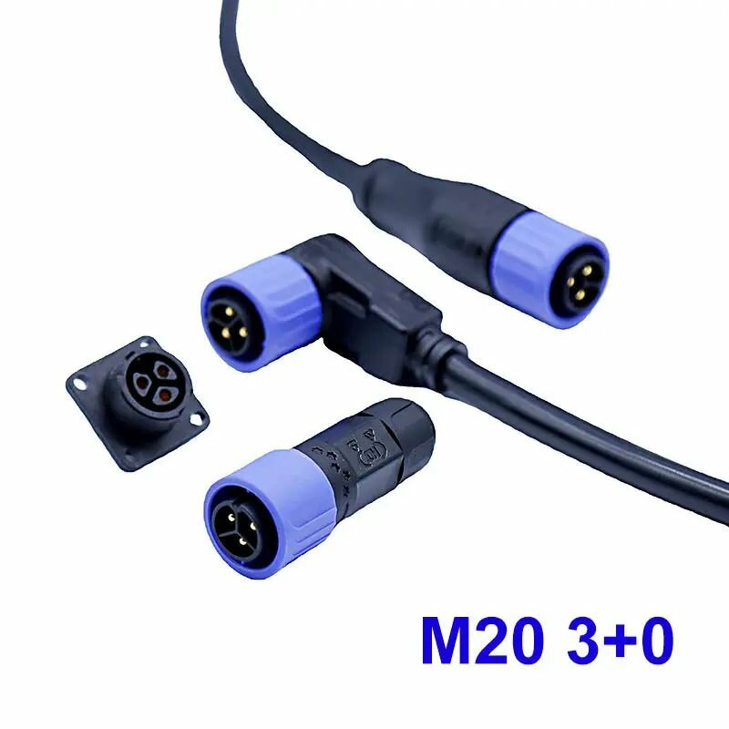 M20 3+0 Разъем для аккумулятора электровелосипеда, разъем для зарядки литиевых аккумуляторов электромобиля, 20 А, водонепроницаемые разъемы для хранения энергии