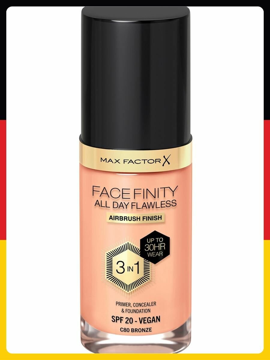 Тональный крем Max Factor Facefinity All Day Flawless 3in1 Liquid Foundation 80 Bronze