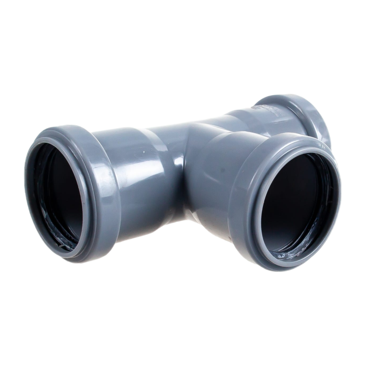 Тройник канализационный 50 мм угол 90 град. трехраструбный (серый)