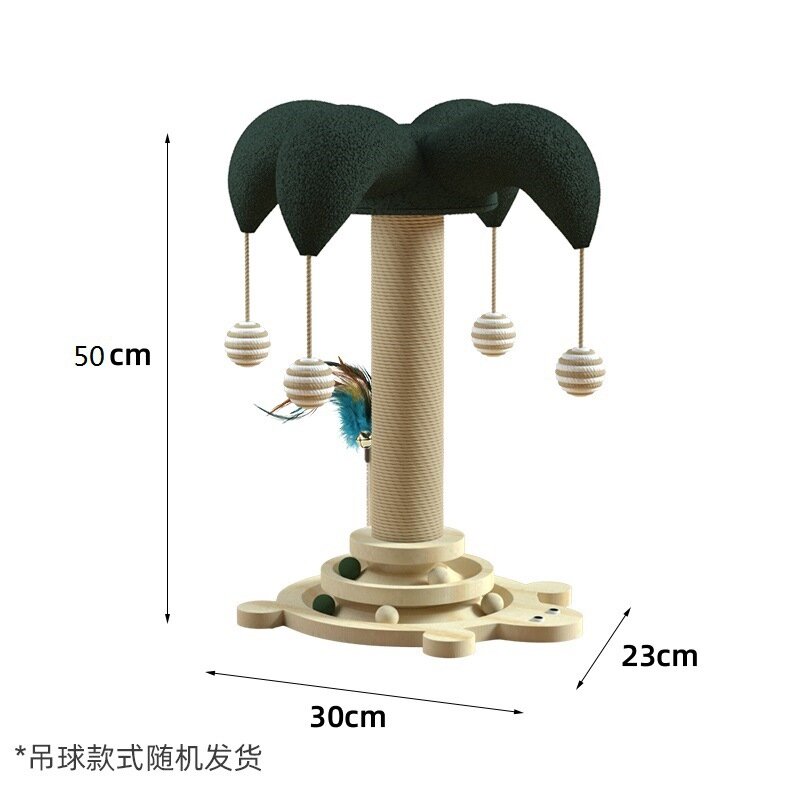 Комплекс для кошек, деревянная конструкция, когтеточка-колонна, сизаль, игровая зона