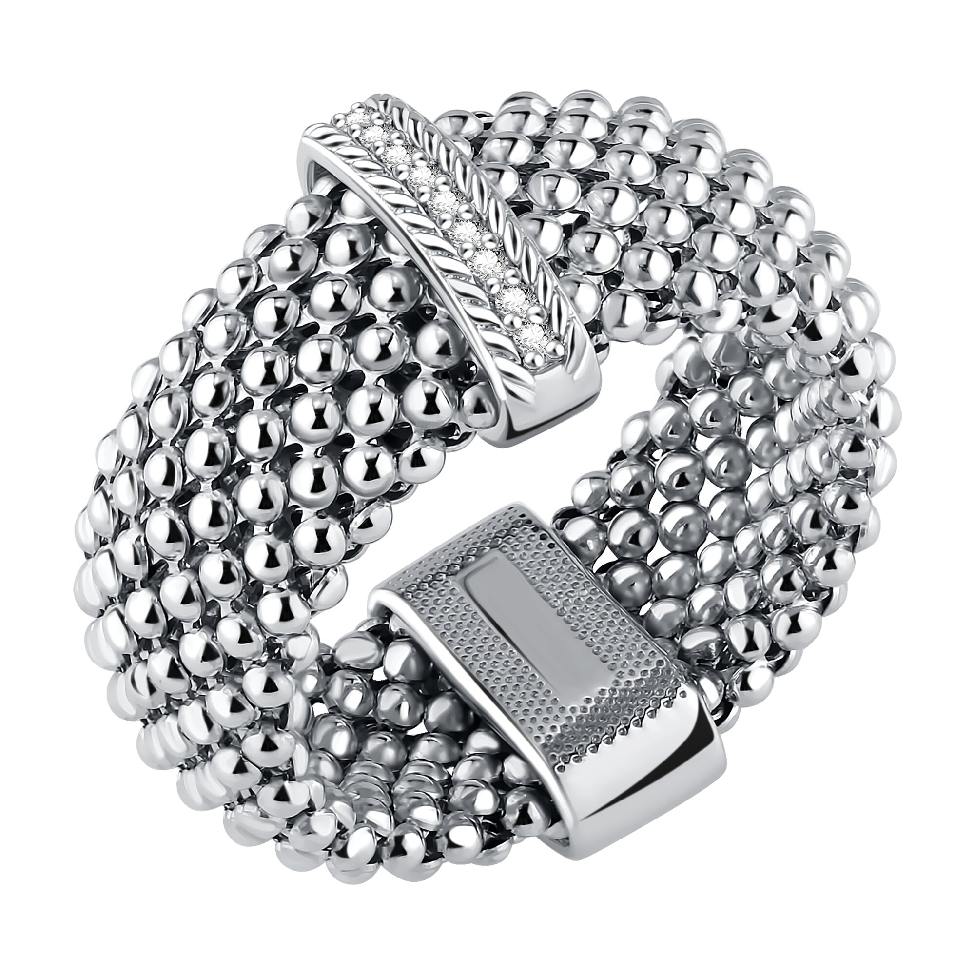 Кольцо дорожка Diamant online, серебро, 925 проба, родирование, фианит