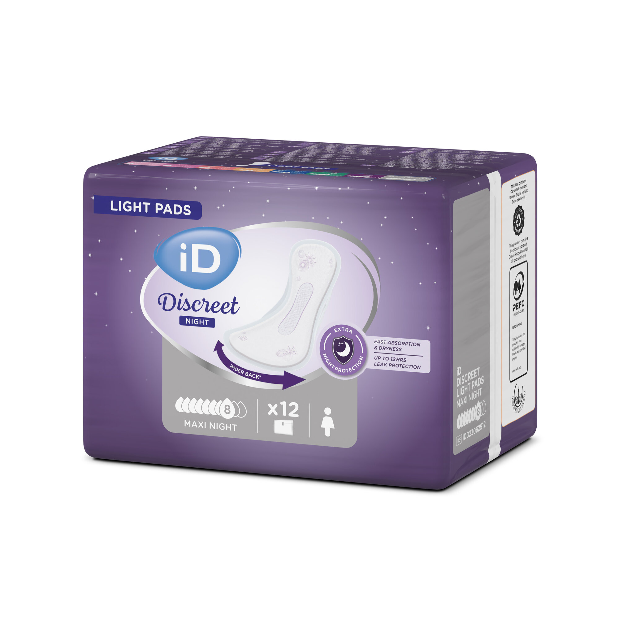 Прокладки iD Light Discreet Maxi Night, 12 шт.