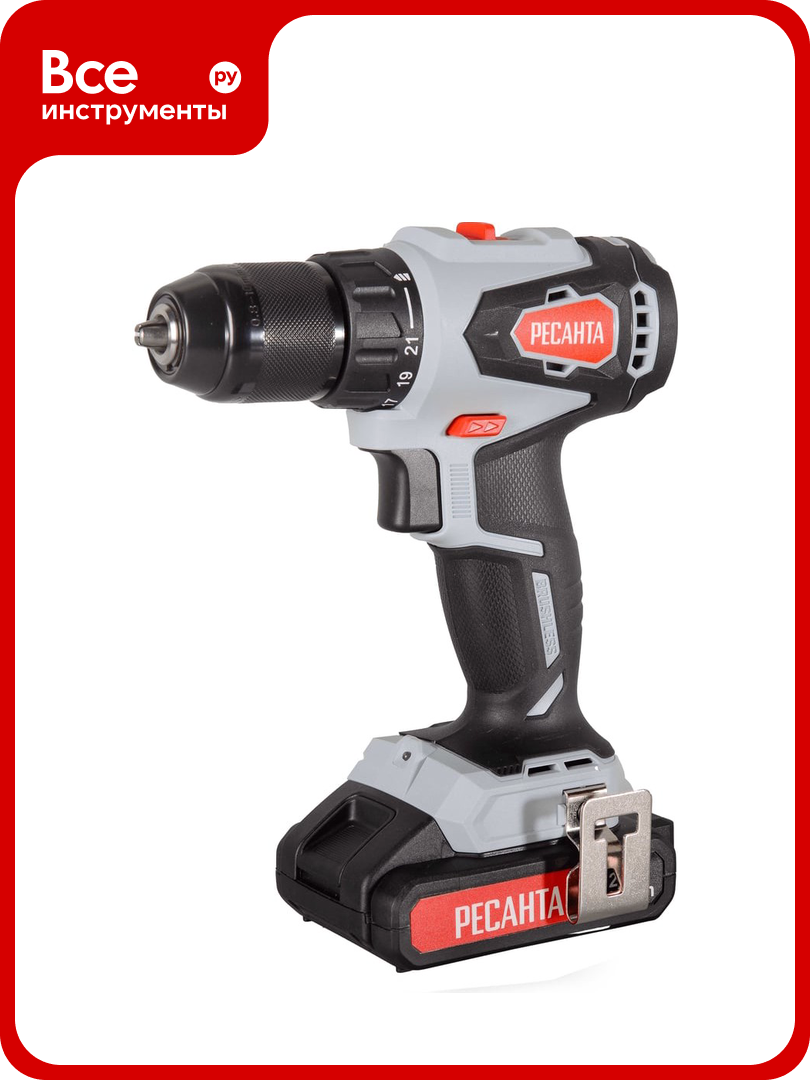 Аккумуляторная дрель-шуруповерт Ресанта ДА-20-2ЛК-Б 75/14/10