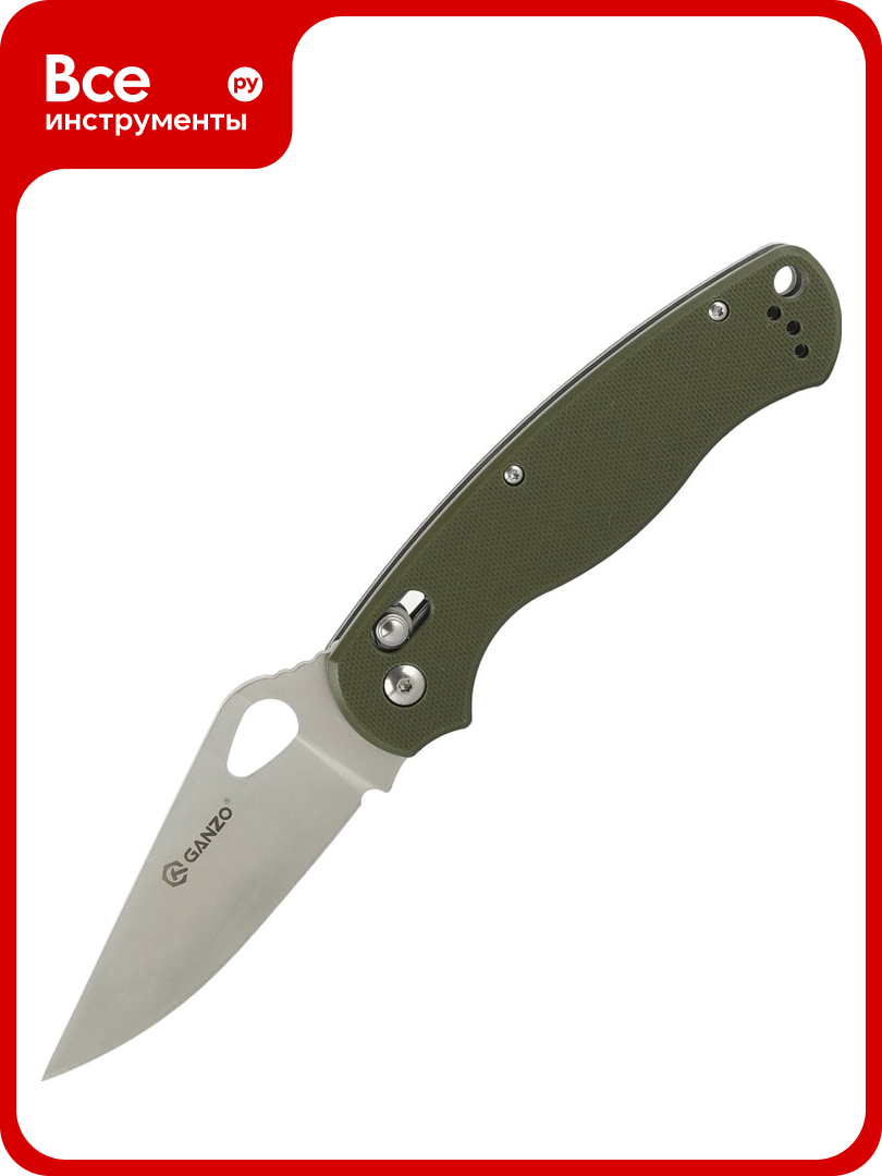 Складной туристический нож Ganzo G729 GR, Режущая кромка гладко заточена, позволяя легко резать почти любые материалы