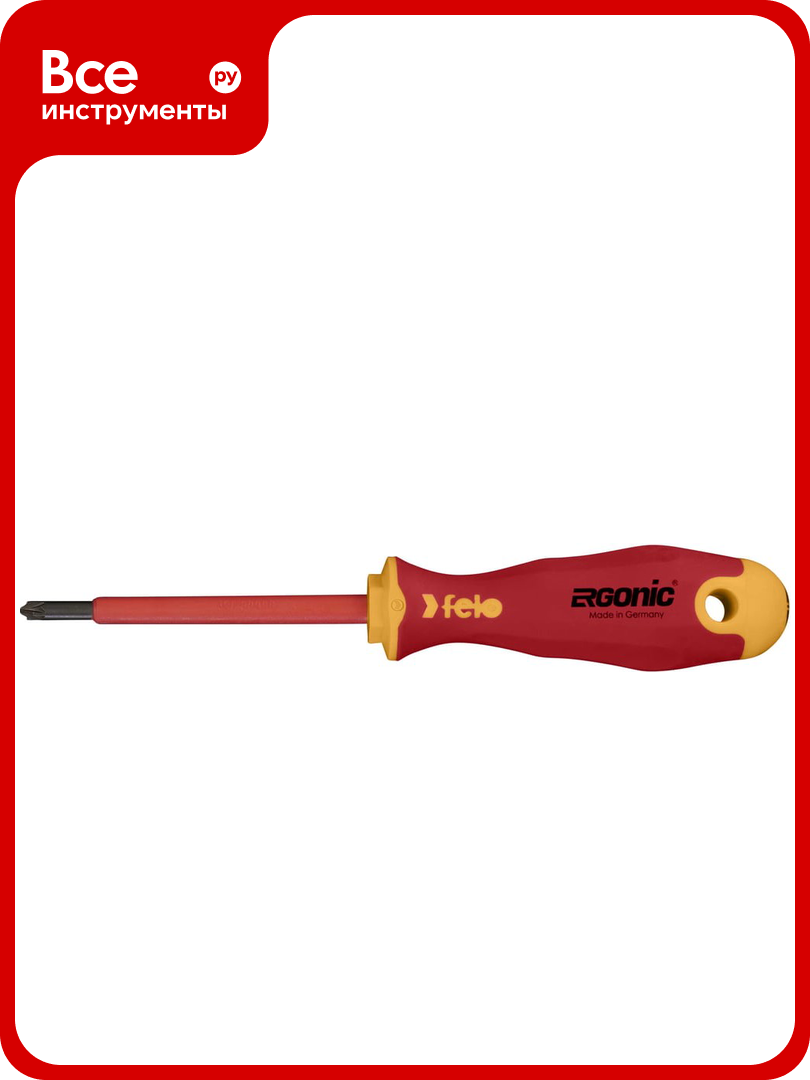 Диэлектрическая крестовая отвертка Felo Ergonic +/- Z 1X 80 41710290, рукоять из пластика, стержень