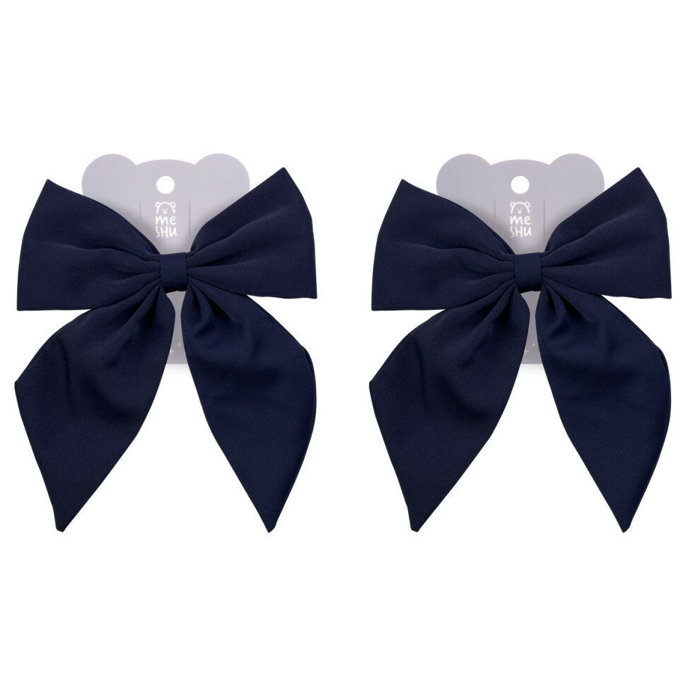Заколка для волос MESHU, бант, темно-синий, европодвес, 4 штук, 369267