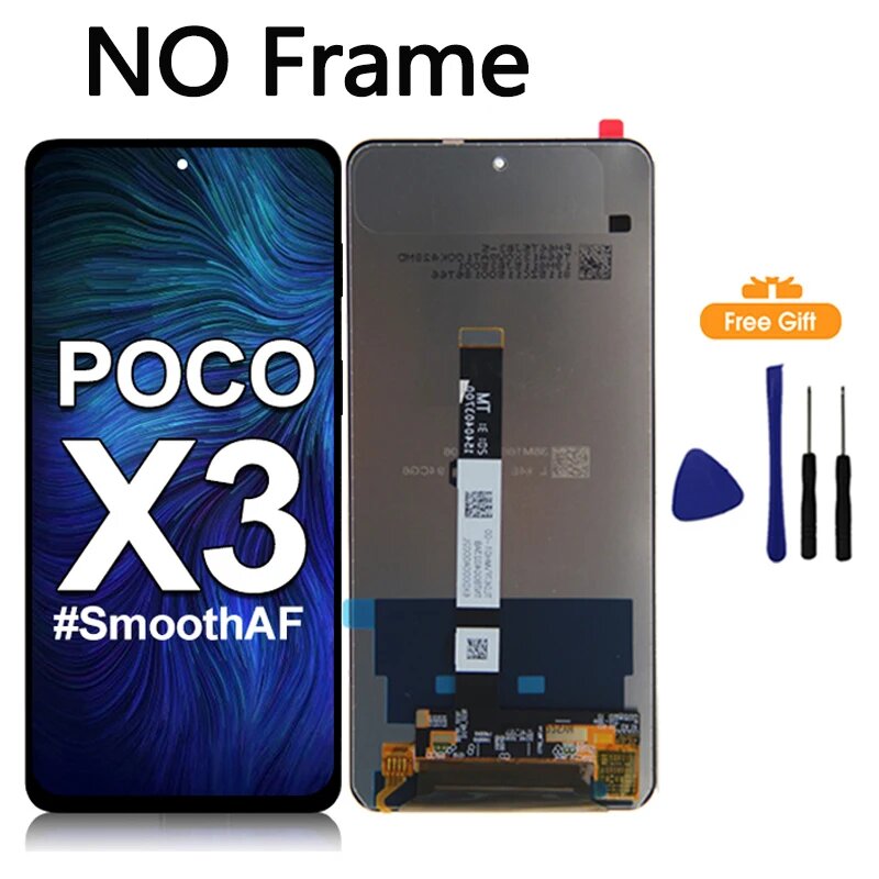 Дисплей POCO X3 для Xiaomi POCO X3, ЖК-дисплей, дигитайзер сенсорного экрана в сборе для No Frame