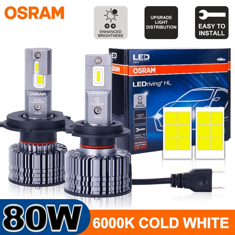 OSRAM YSZ LEDriving HL H7 H4 Светодиодная автомобильная фара H1 H8 H11 9005/06 HB3 HB4 HIR2 9012 12V 6000K Супер яркие белые лампы Авто лампы H7