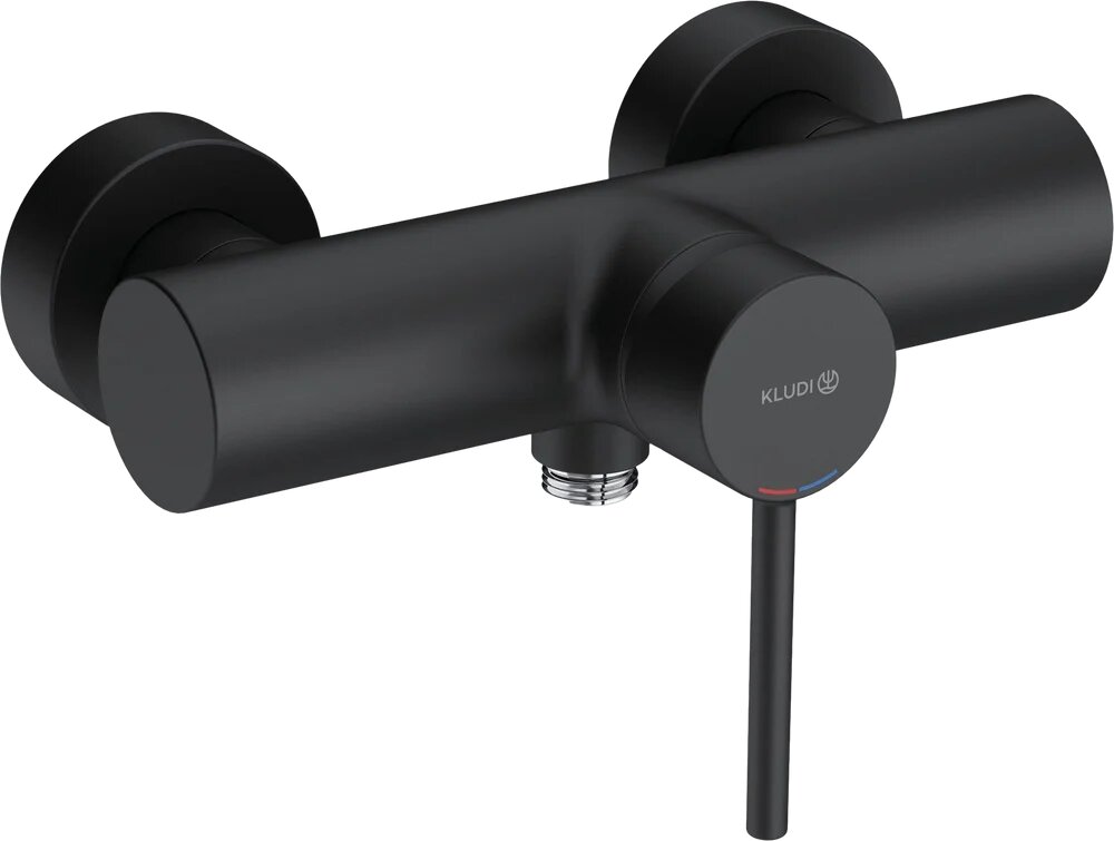 Смеситель для душа Kludi Bozz 388313976 черный, матовый, настенный, латунный, однорычажный, без лейки, смеситель для ванны с душем