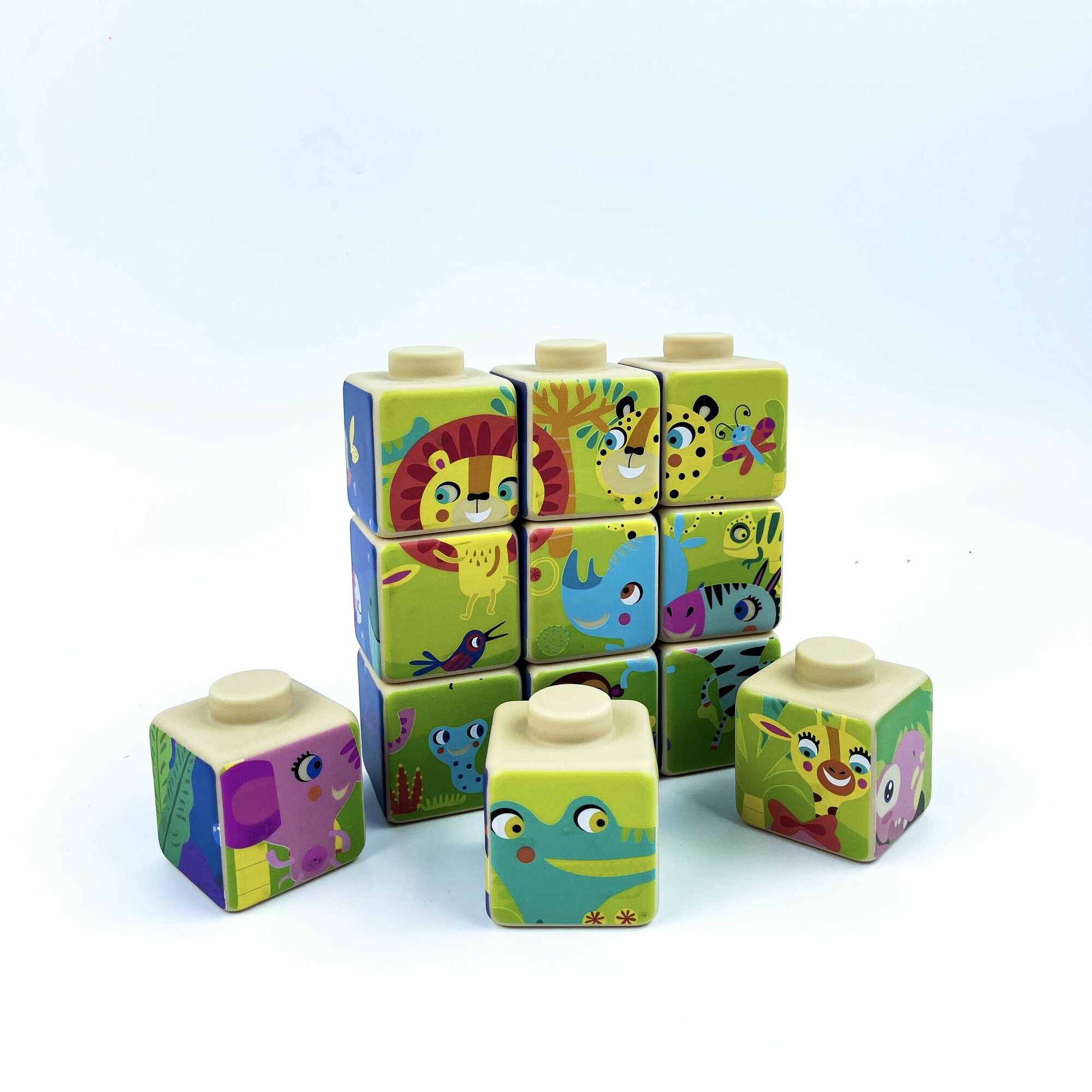 Развивающие кубики пазл силиконовые, рыбки И животные, 12 штук