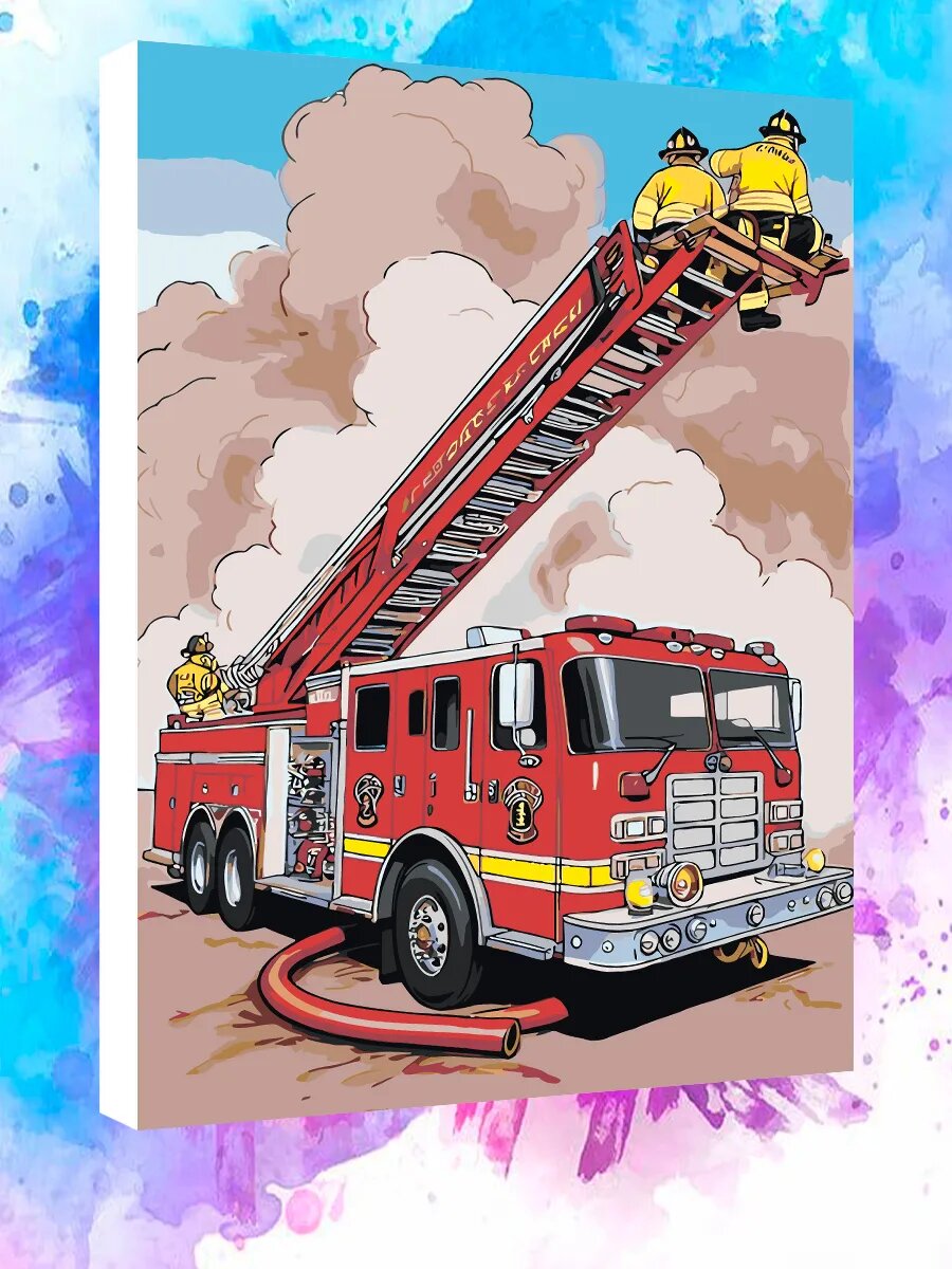 Картина по номерам на холсте Пожарная машина