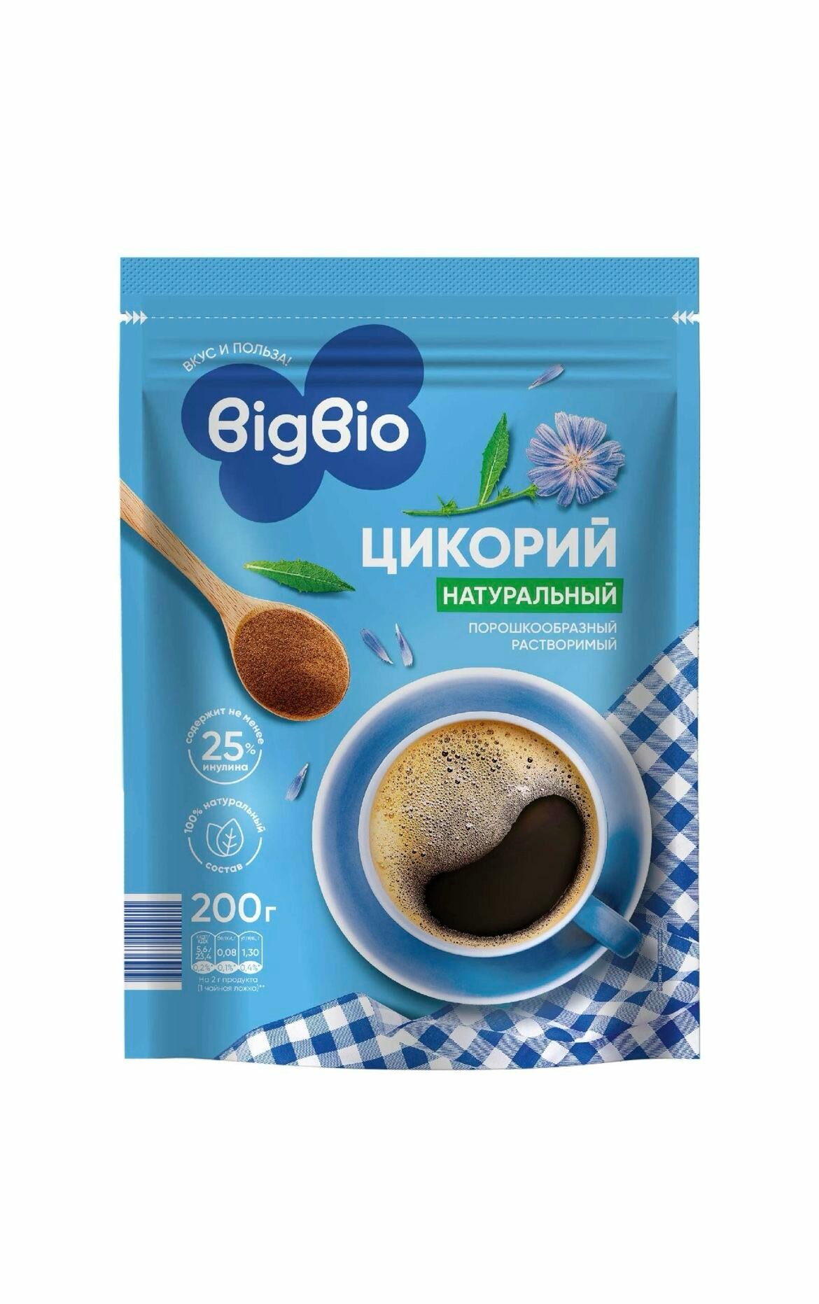 Цикорий BIGBIO натуральный растворимый порошкообразный , 200 г * 4 шт.